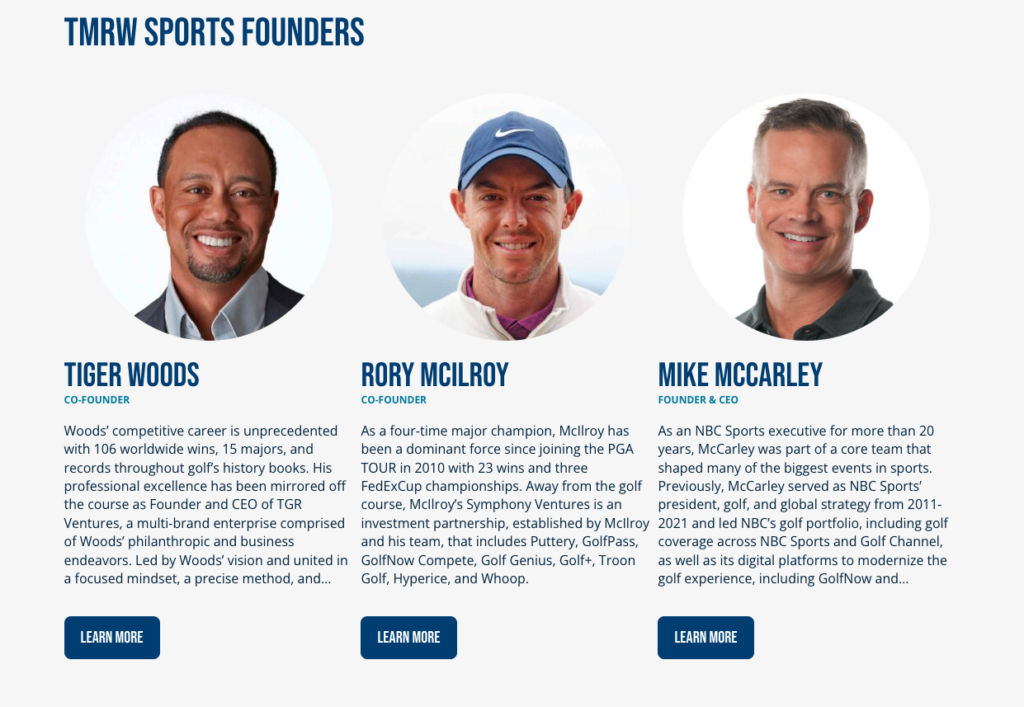 Tiger and Rory Combine Forces for TMRW Sports - Myrtle Beach Golf